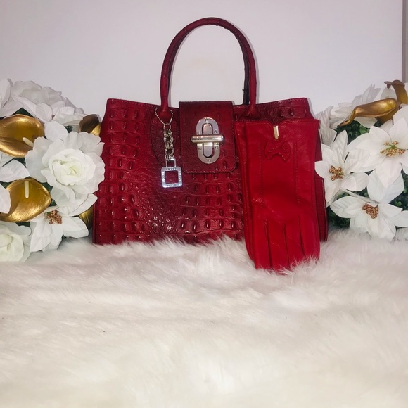 NICOLI | Bags | Candy Apple Red Leather Handbagcomes With Shoulder ...